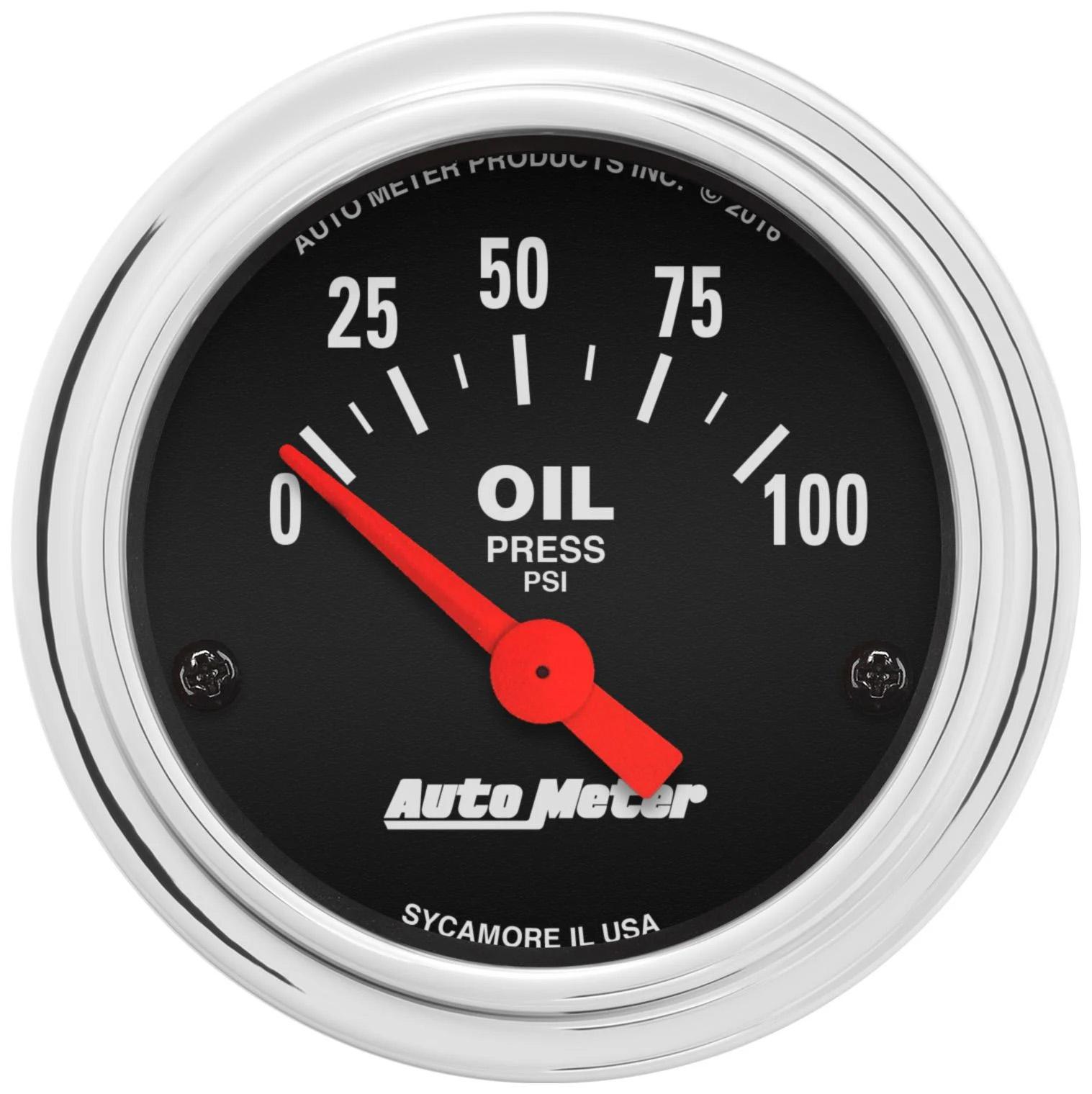 Auto Meter Traditional Chrome 2-1/16" Short Sweep 0-100 PSI Electric ...