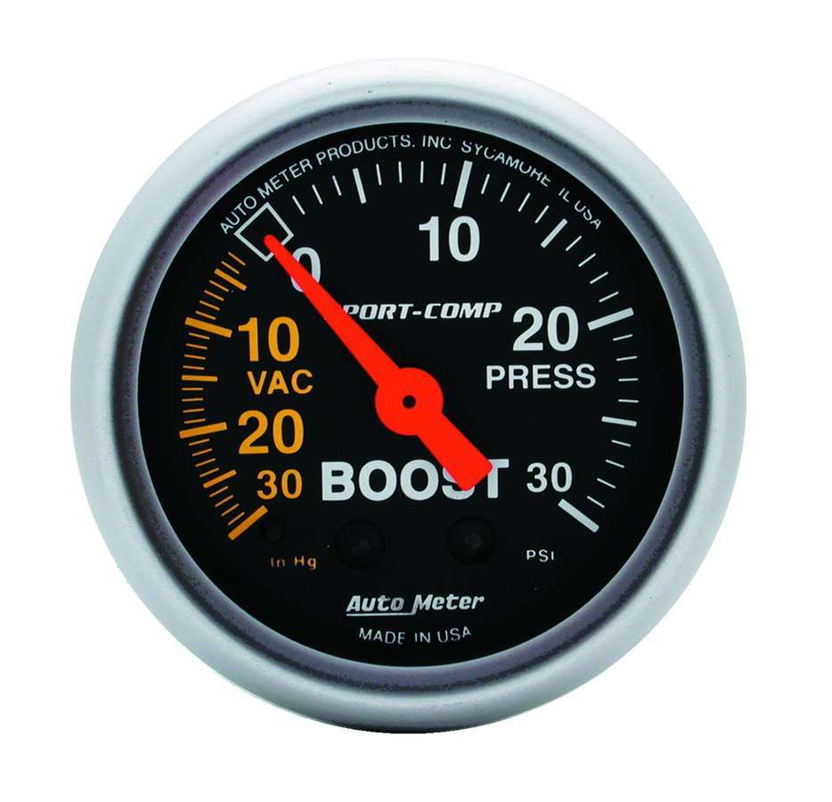 Auto Meter Sport Comp Series 2-1/16" Full-Sweep 30 PSI / 30" Hg ...