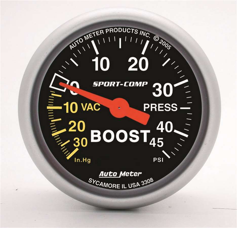 Auto Meter Sport Comp Series 2-1/16" Full-Sweep 45 PSI / 30" Hg ...