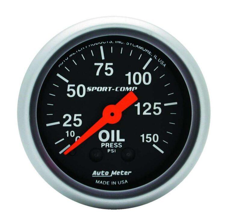 Auto Meter Sport Comp Series 2-1/16" Full Sweep 0-150 PSI Mechanical ...