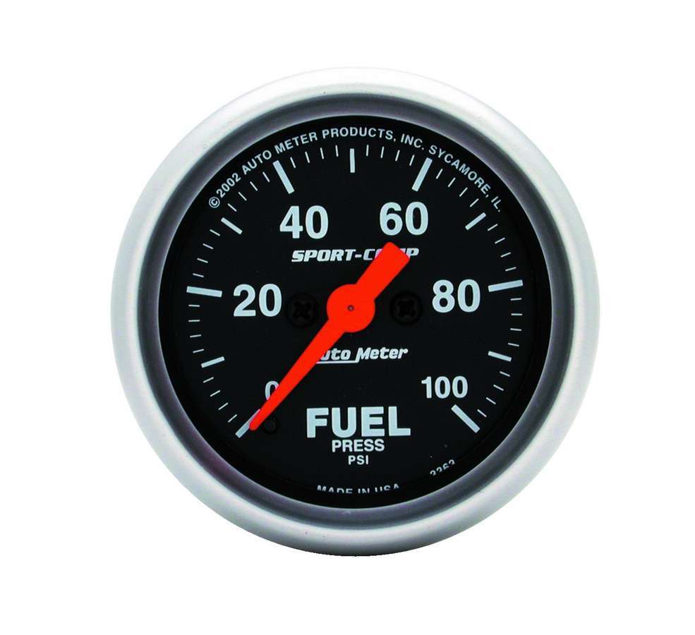 Auto Meter Sport Comp Series 2-1/16" Full-Sweep 0-100 PSI Electric Fuel ...