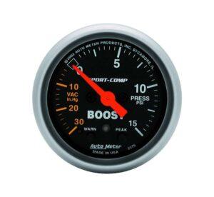 Sport Comp Series 2-1/16" 15 PSI / 30 Hg Electric Boost / Vacuum Gauge ...