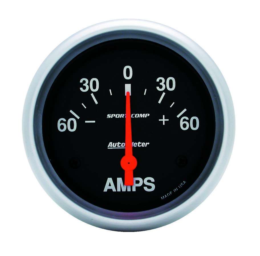 Auto Meter Sport Comp Series 2-5/8" 60-0-60 Amp Short Sweep Amp Ammeter ...
