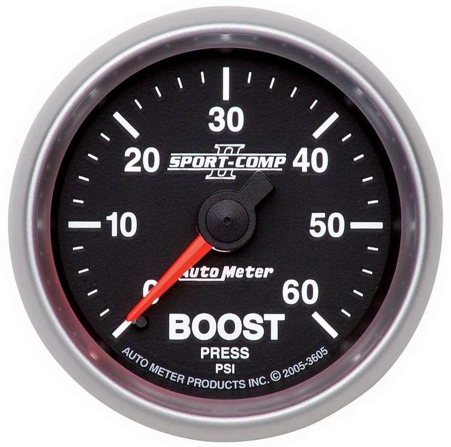Auto Meter Sport Comp II Series 2-1/16" 0-60 PSI Full-Sweep Mechanical ...