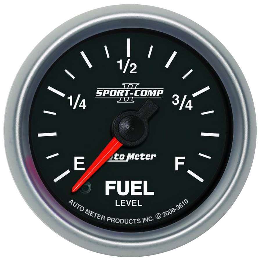 Auto Meter Sport Comp II Series 2-1/16" 0-280 OHM Electric Full-Sweep Programmable Fuel Level ...