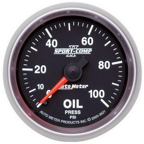 Auto Meter Sport Comp II Series 2-1/16" Full Sweep 0-100 PSI Mechanical ...