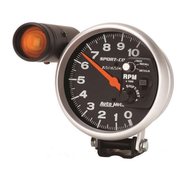 Auto Meter Sport Comp 5" 10,000 RPM 2 Stage Pedestal Mount Tachometer ...