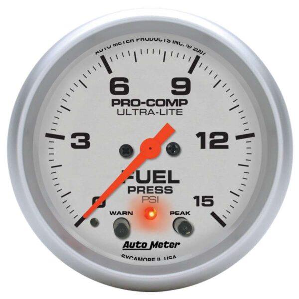 Auto Meter Ultra-Lite Series 2-5/8" Full-Sweep 15 PSI Electric Fuel ...