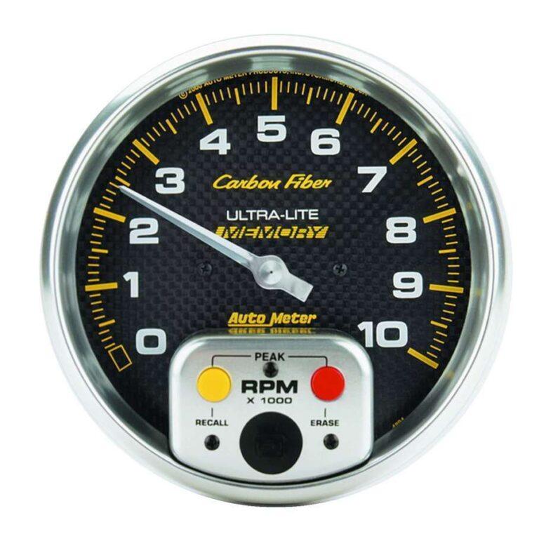 Auto Meter Carbon Fiber 5" Full Sweep 10,000 RPM In Dash Tachometer ...