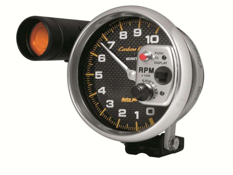 Auto Meter Carbon Fiber Series 5" 10,000 RPM Pedestal Mount Tachometer ...
