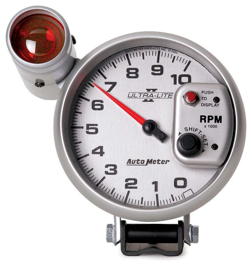 Auto Meter Ultra-Lite II Series 5" 10,000 RPM Pedestal Mount Tachometer ...