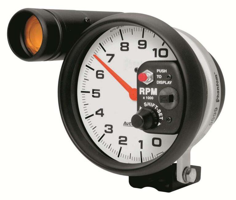 Auto Meter Phantom Series 5" 10,000 RPM Pedestal Mount Tachometer with ...