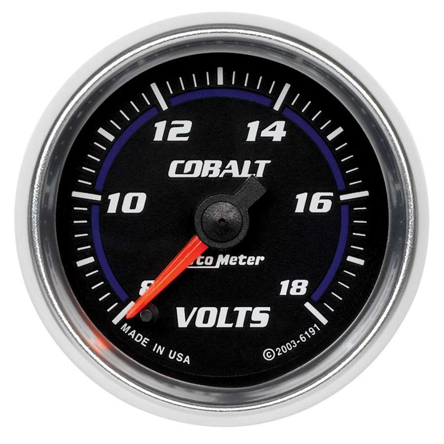 Auto Meter Cobalt Series 2-1/16" Full Sweep 8-18 Volt Electric Voltmeter Gauge - Autometer ...