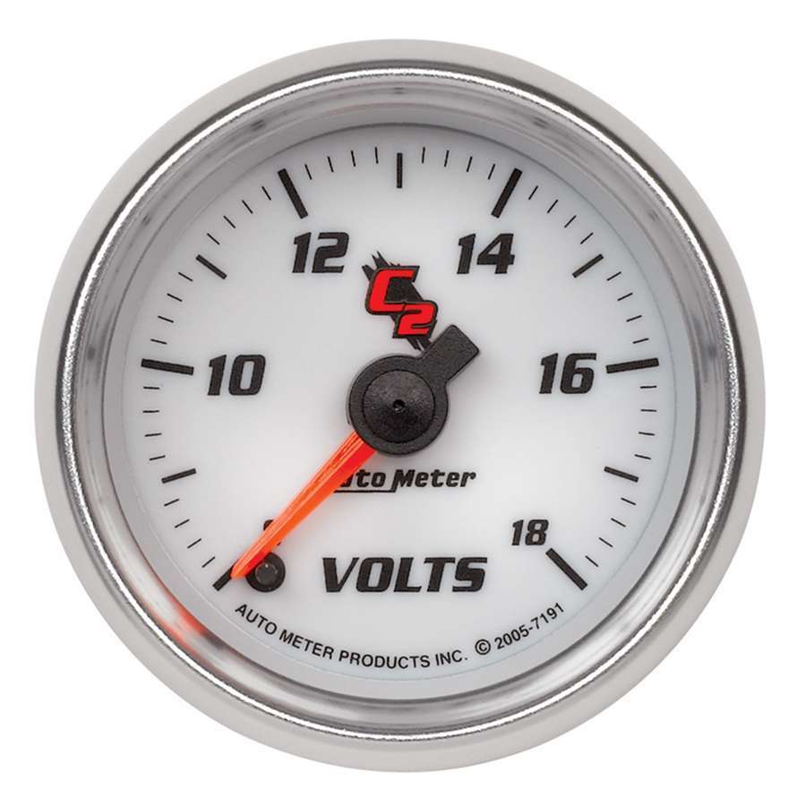 Auto Meter C2 Series 2-1/16" Full Sweep 8-18 Volt Electric Voltmeter ...