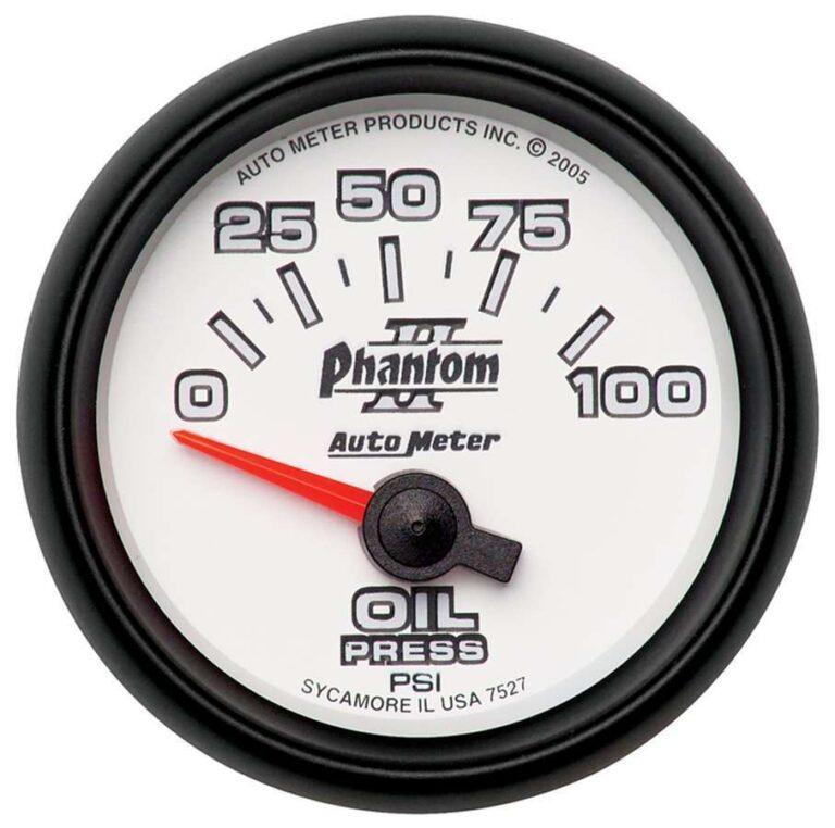 Auto Meter Phantom II Series 2-1/16" Short Sweep 0-100 PSI Electric Oil Pressure Gauge ...