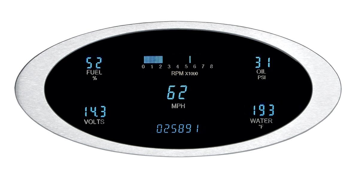 5-Gauge Ion VFD System Brushed - Blue - Dakota Digital - Classic Body Parts