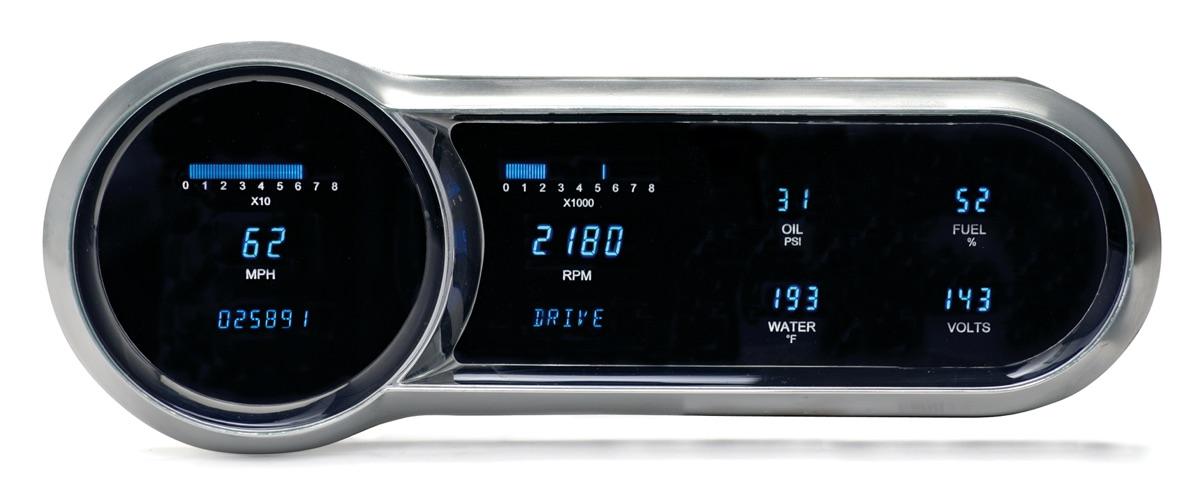 53-54 Chevrolet six gauge VFD system w/Blue and Teal Lenses - Dakota ...