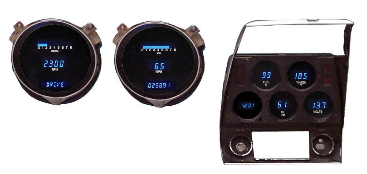 68-77 Corvette VFD system with clock - Blue - Dakota Digital - Classic ...