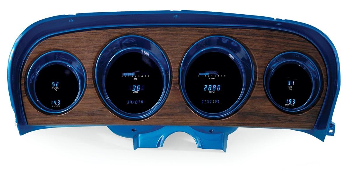 69-70 Ford Mustang VFD system w/Blue and Teal Lenses - Dakota Digital ...