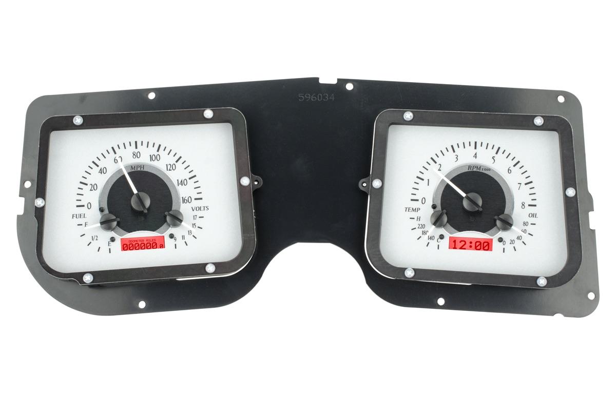 1968 Chevy Chevelle VHX System, Silver Alloy Style Face, Red Display - Dakota Digital - Classic ...