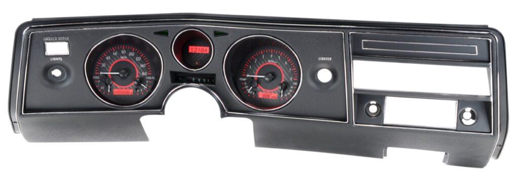 1969 Chevy Chevelle/ El Camino VHX System, Carbon Fiber Style Face, Red ...
