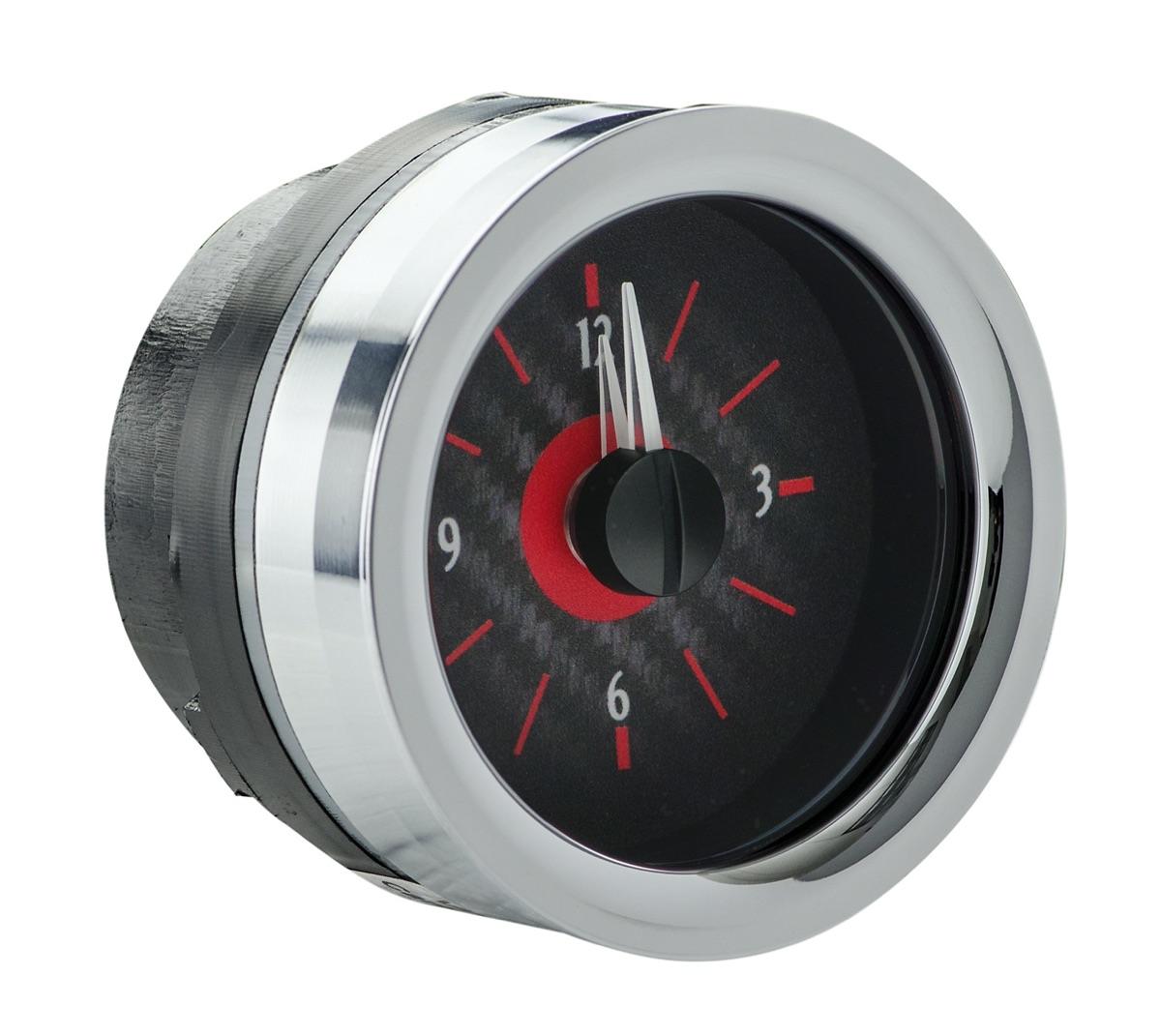 1955-56 Chevy Car Analog Clock, Carbon Fiber Style Face, Red Display ...