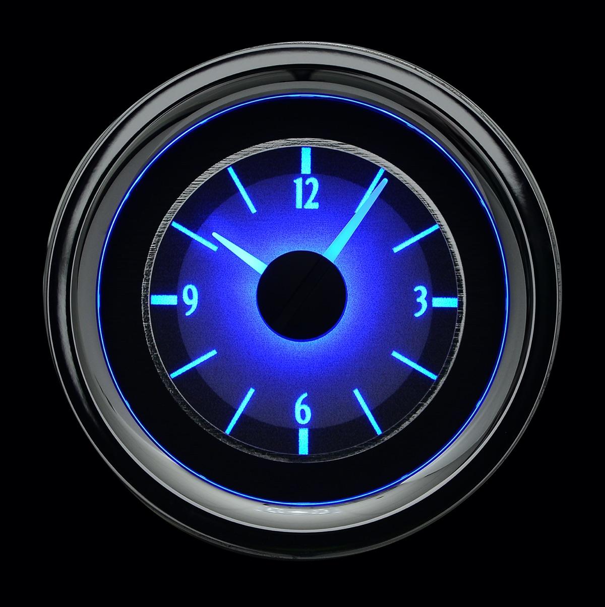 1955-56 Chevy Car Analog Clock, Silver Alloy Style Face, Blue Display ...