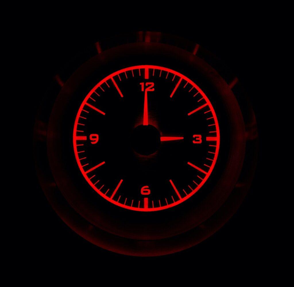 1963-67 Chevy Corvette Analog Clock, Black Alloy Style Face, Red ...