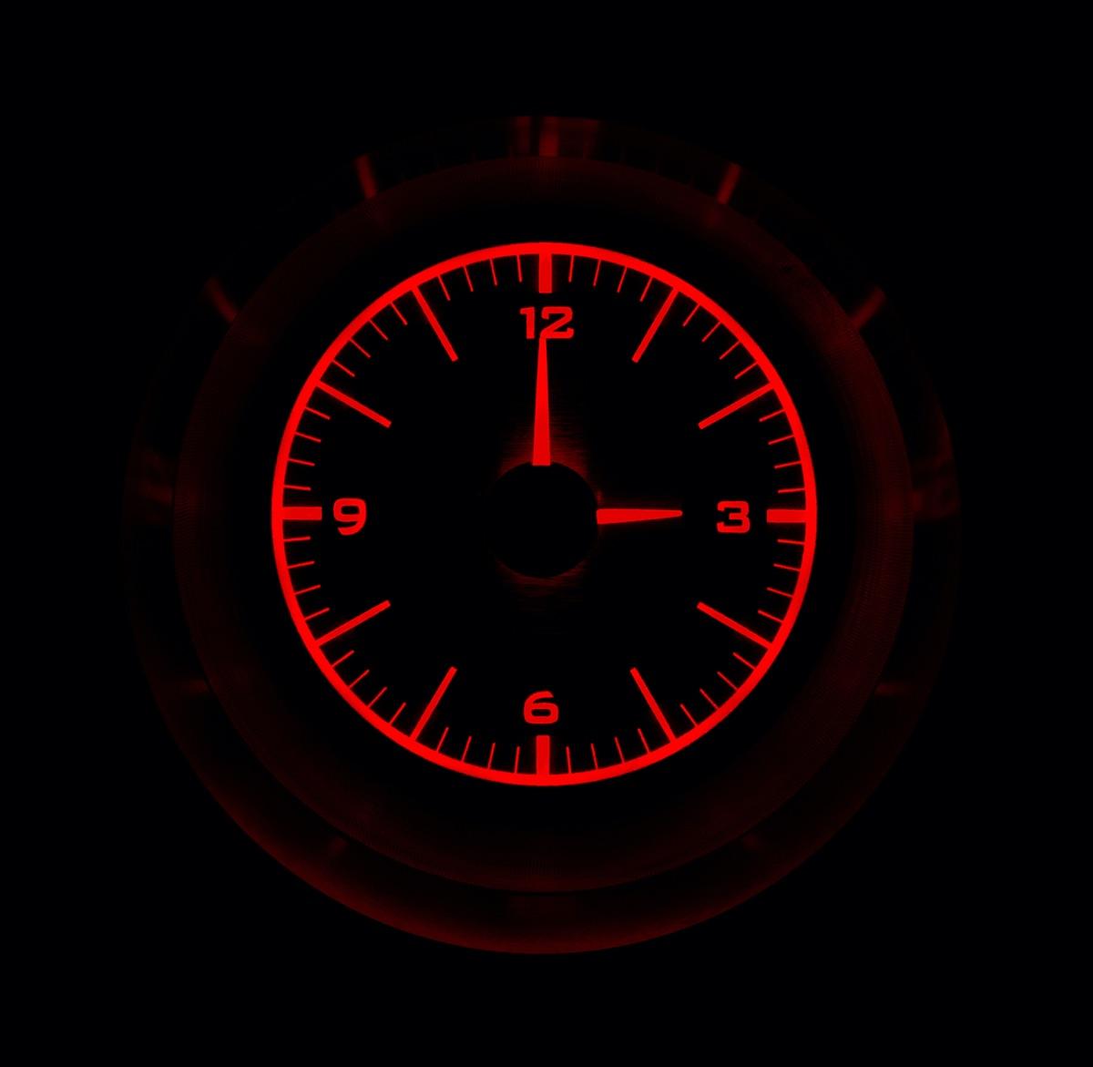 1963-67 Chevy Corvette Analog Clock, Black Alloy Style Face, Red ...