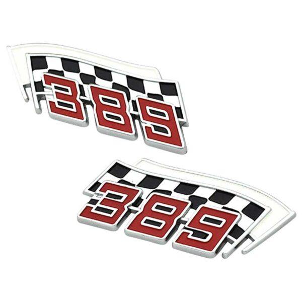 1959-66 Pontiac 389 Checkered Flag Front Fender Emblems Pair - OER ...