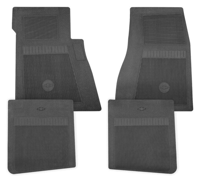 Floor Mats, Rubber 1964-77 Chevelle/Monte Carlo with Bowtie Logo - Red ...