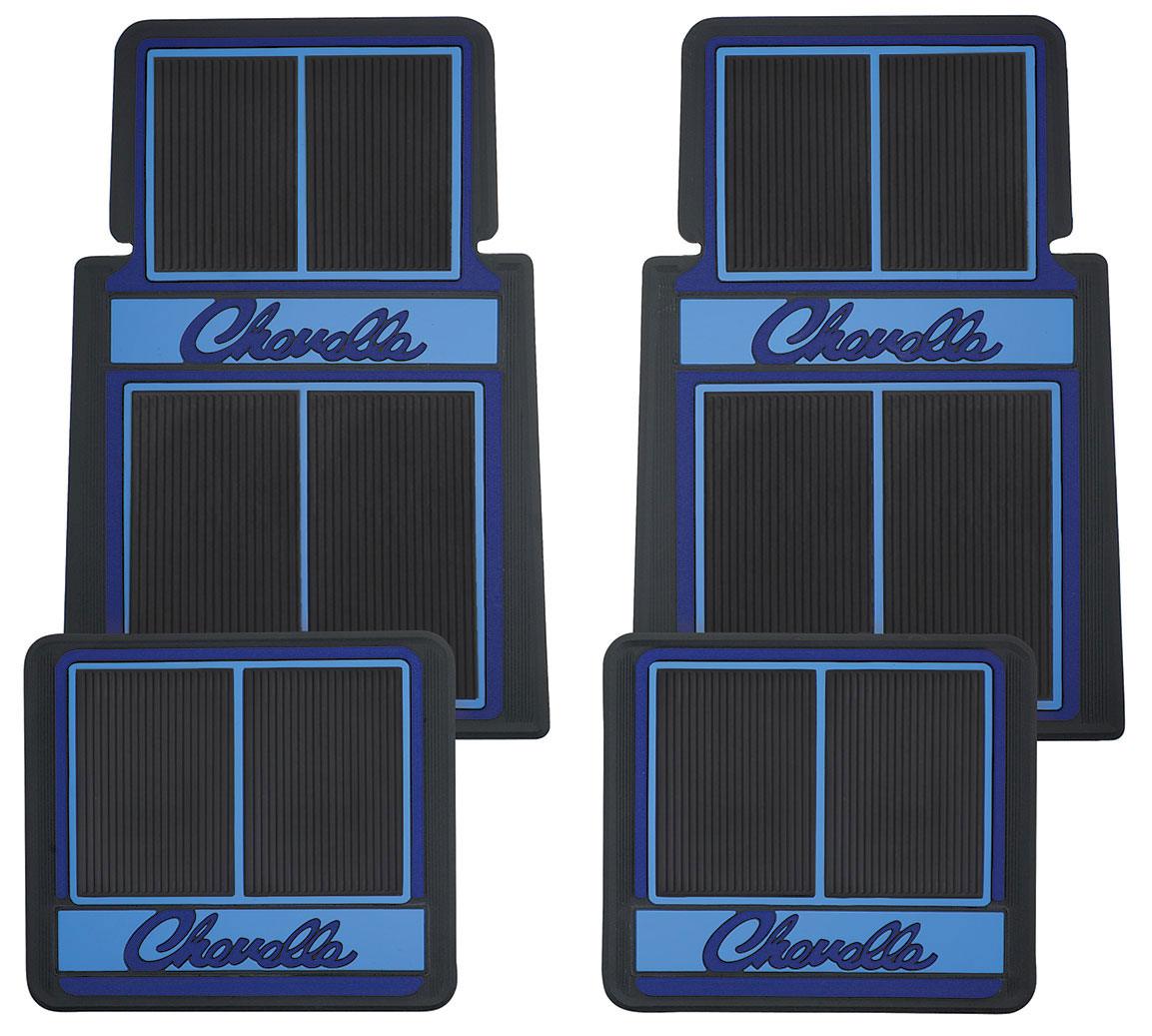 Floor Mats, Rubber, "Chevelle" Stamped Logo - Gray without Carpet - Set ...